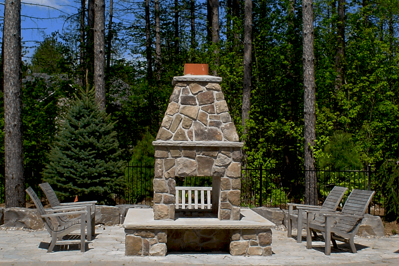 OUTDOOR FIRE PLACE BACKYARD RETREAT DEARBORN DESIGNS LANDSCAPE ...