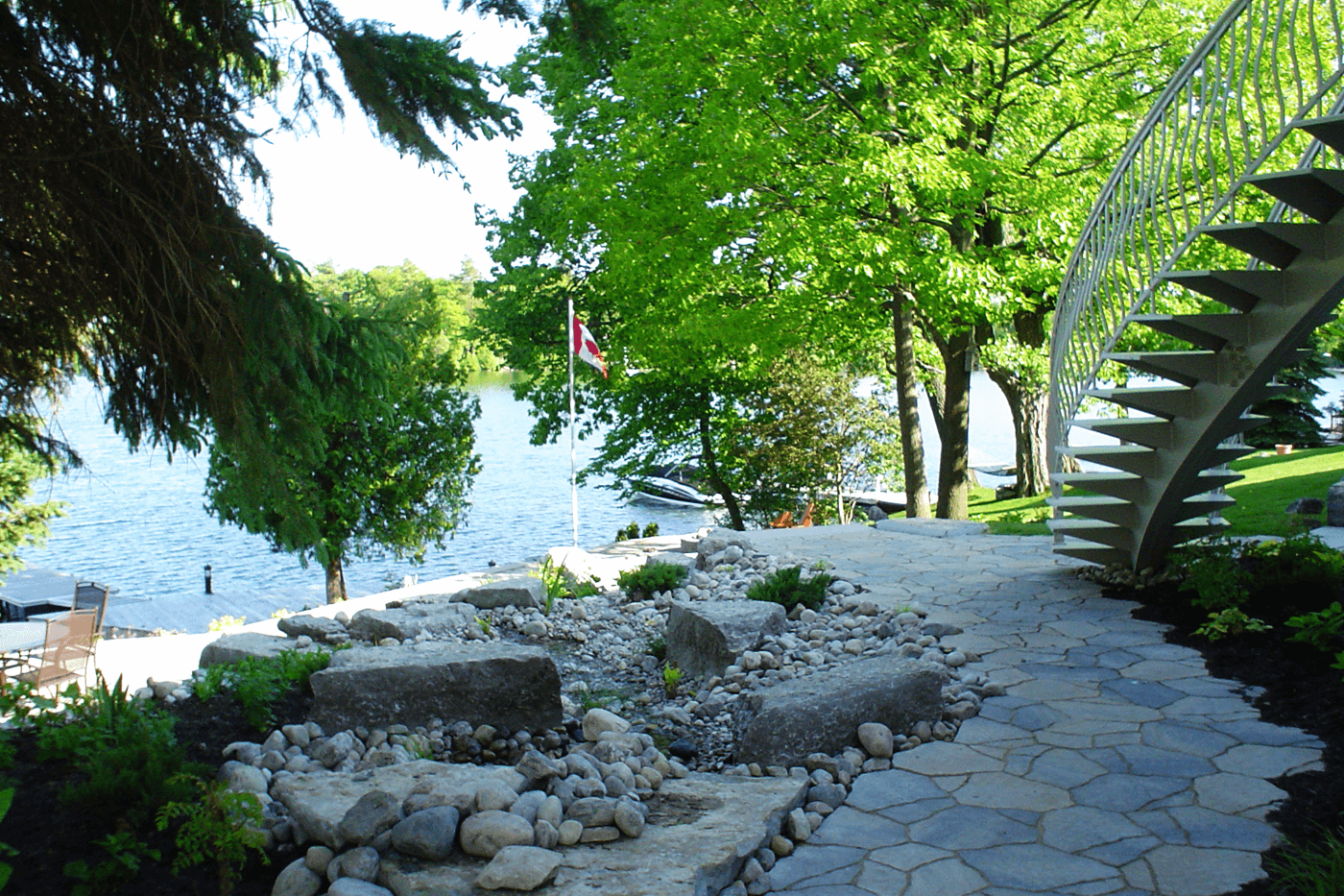 WATER FRONT WALKWAY RIVER ROCK STREAM DEARBORN DESIGNS LANDSCAPE ...